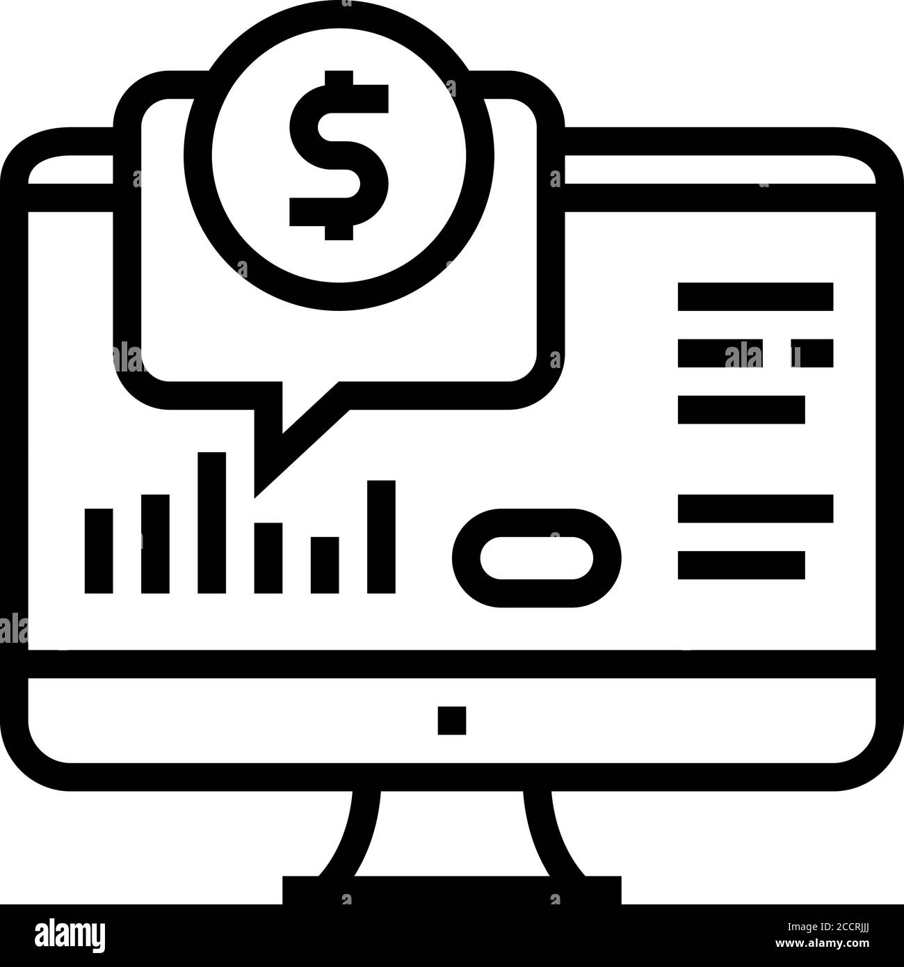 financial web site computer screen line icon vector illustration Stock ...