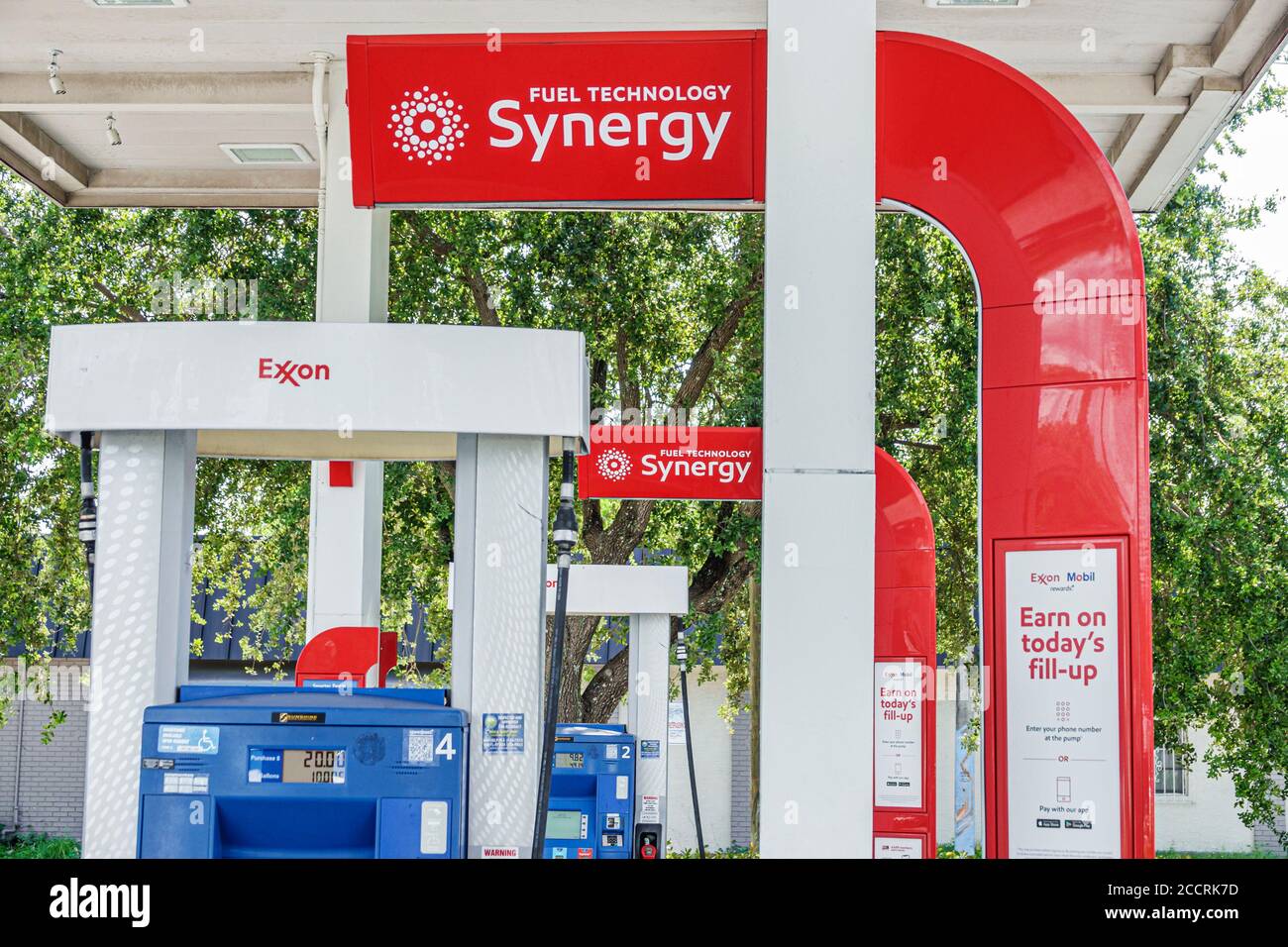 Miami Florida,gas petrol station pump pumps,Exxon,Synergy fuel ...