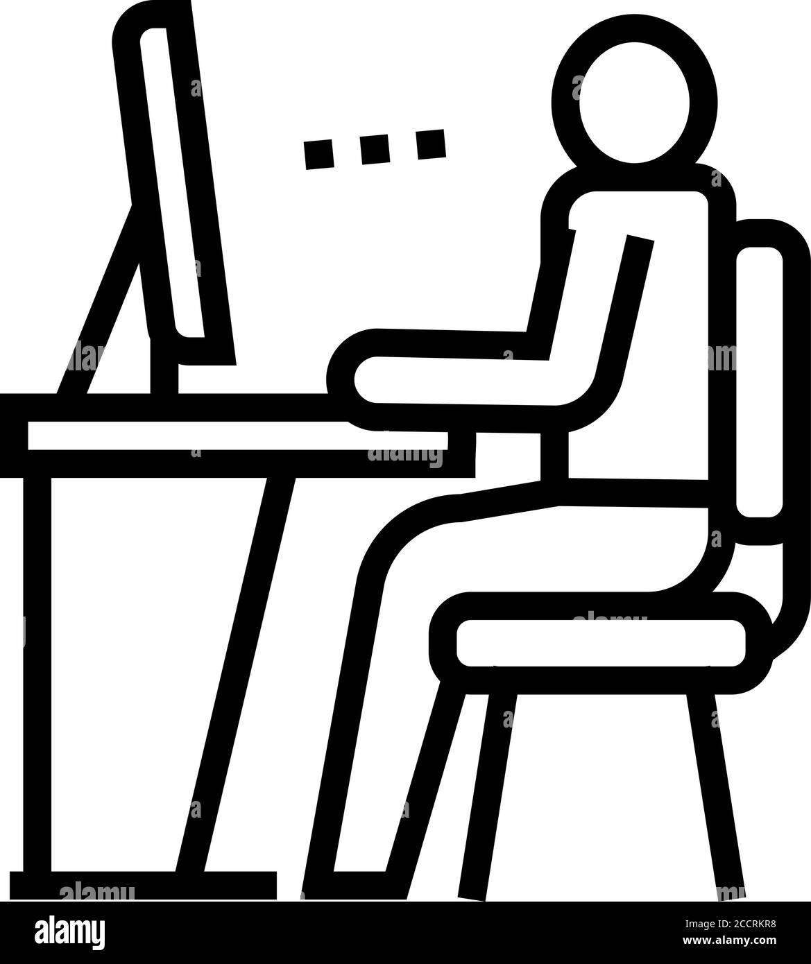 employee looking on computer screen line icon vector illustration Stock ...