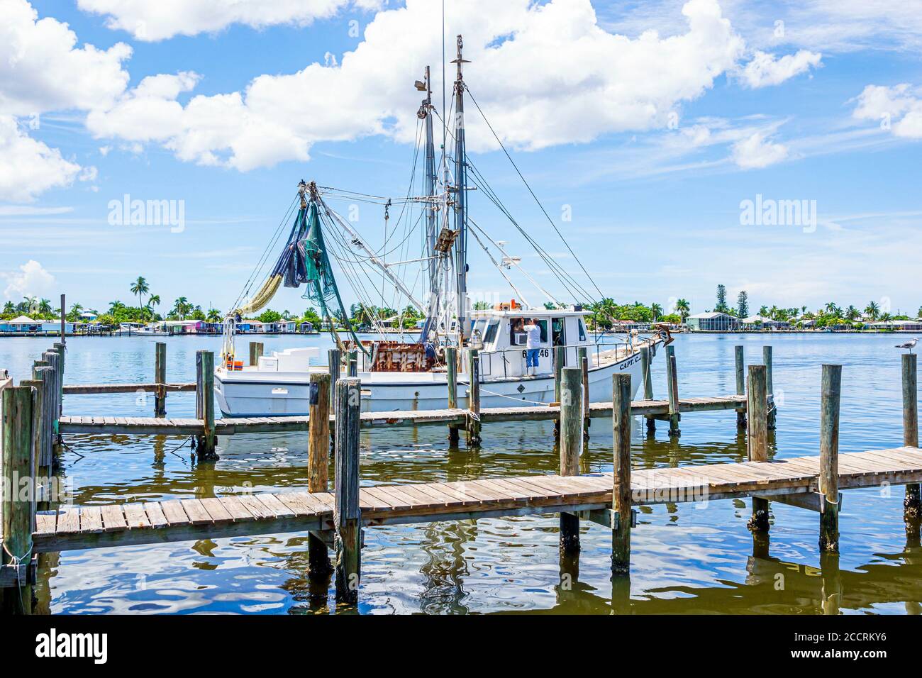Florida,Matlacha,Isles Shores Pass,waterfront,dock,commercial shrimp ...