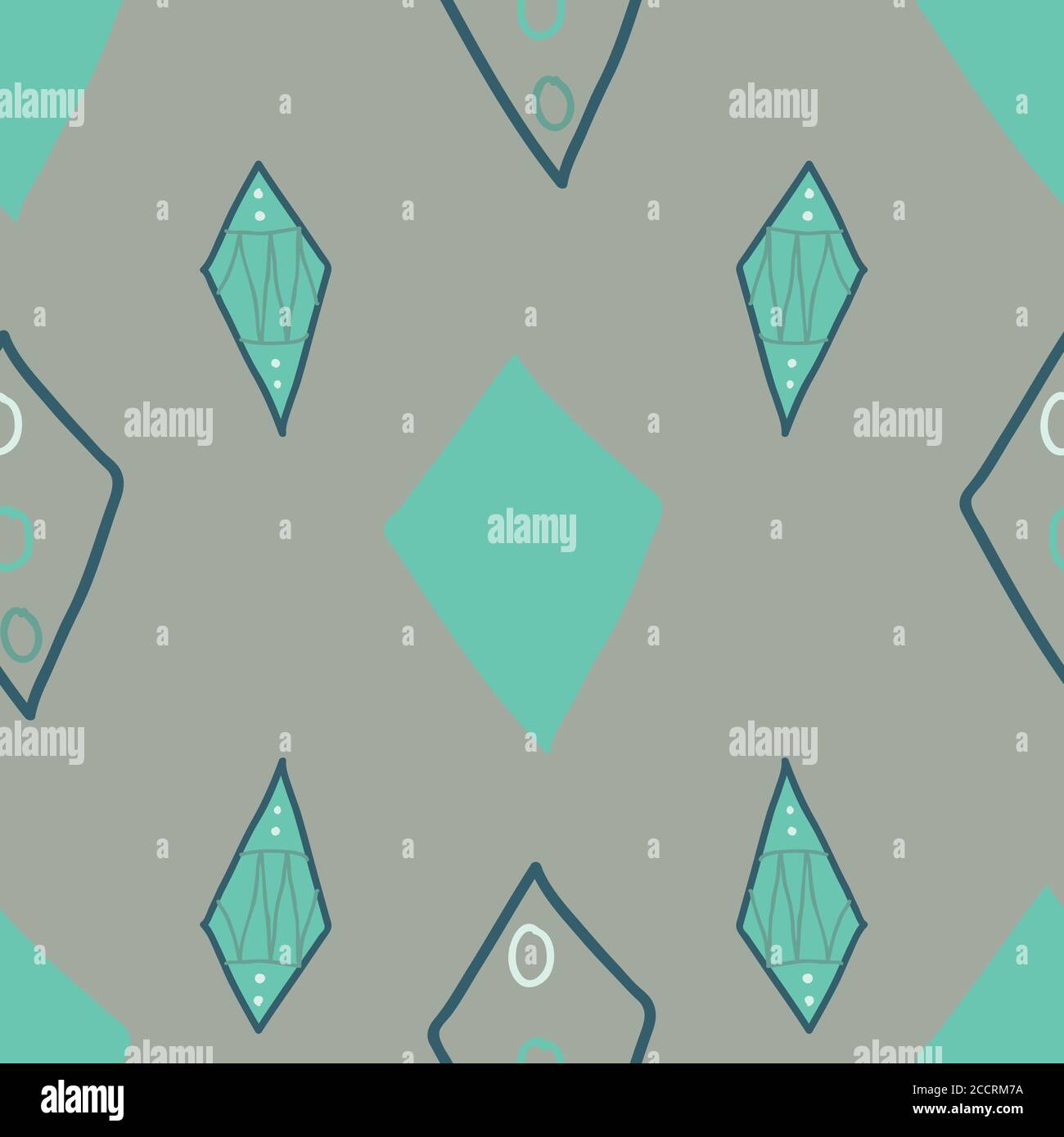Pattern Filled Kite shape teal on gray background Seamless pattern ...