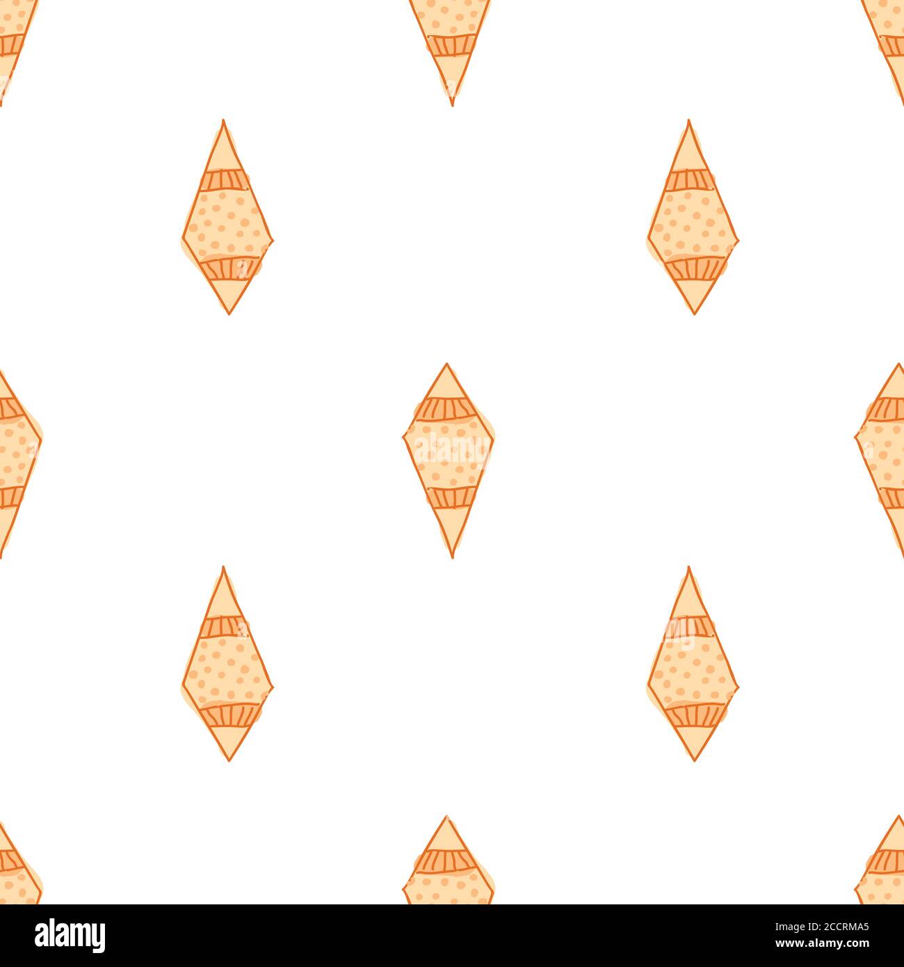 Pattern Filled orange Diamond shape doodles Seamless pattern Vector ...