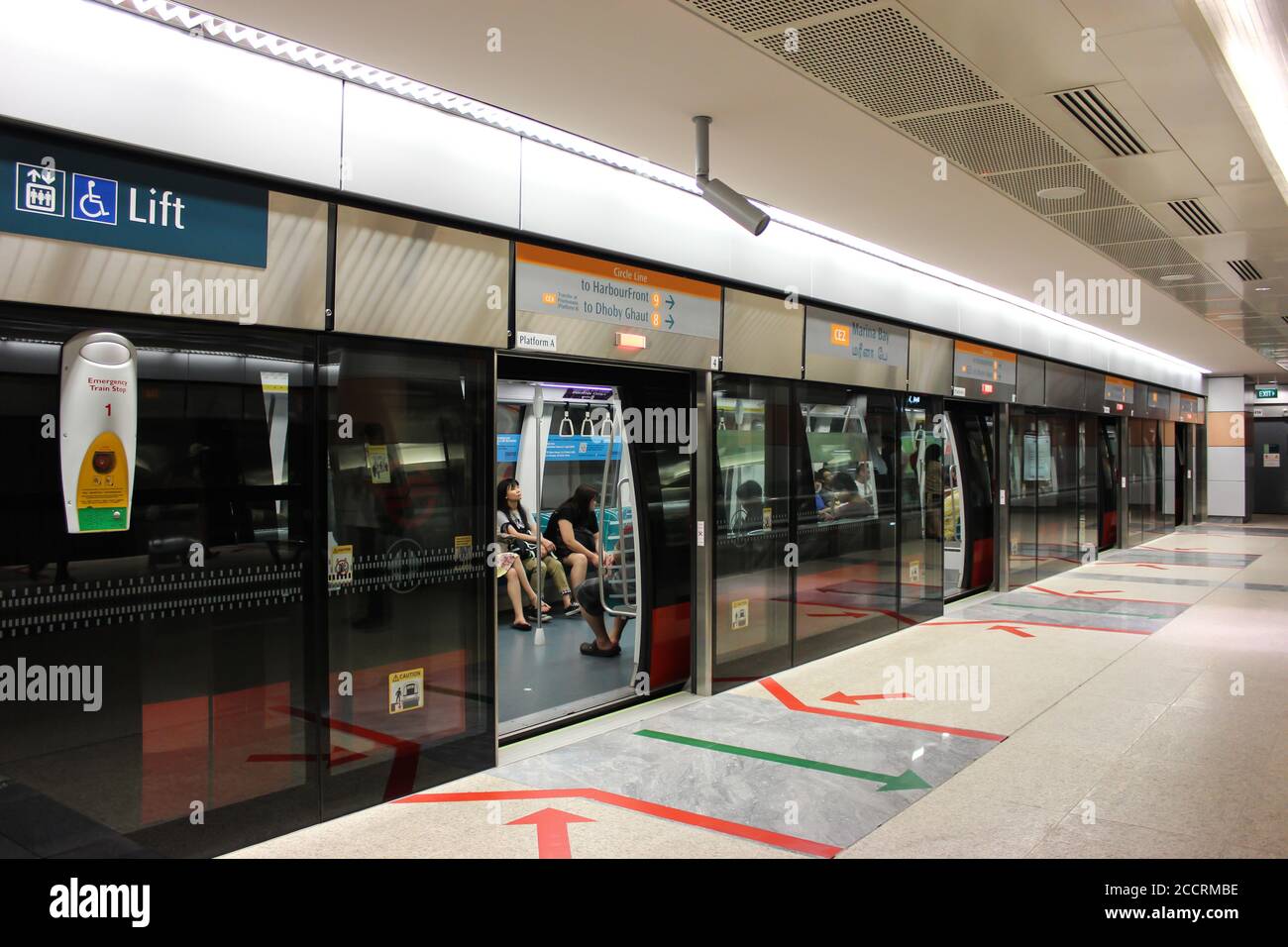 SINGAPORE, SINGAPORE - Mar 13, 2013: Singapore MRT train entrance door ...