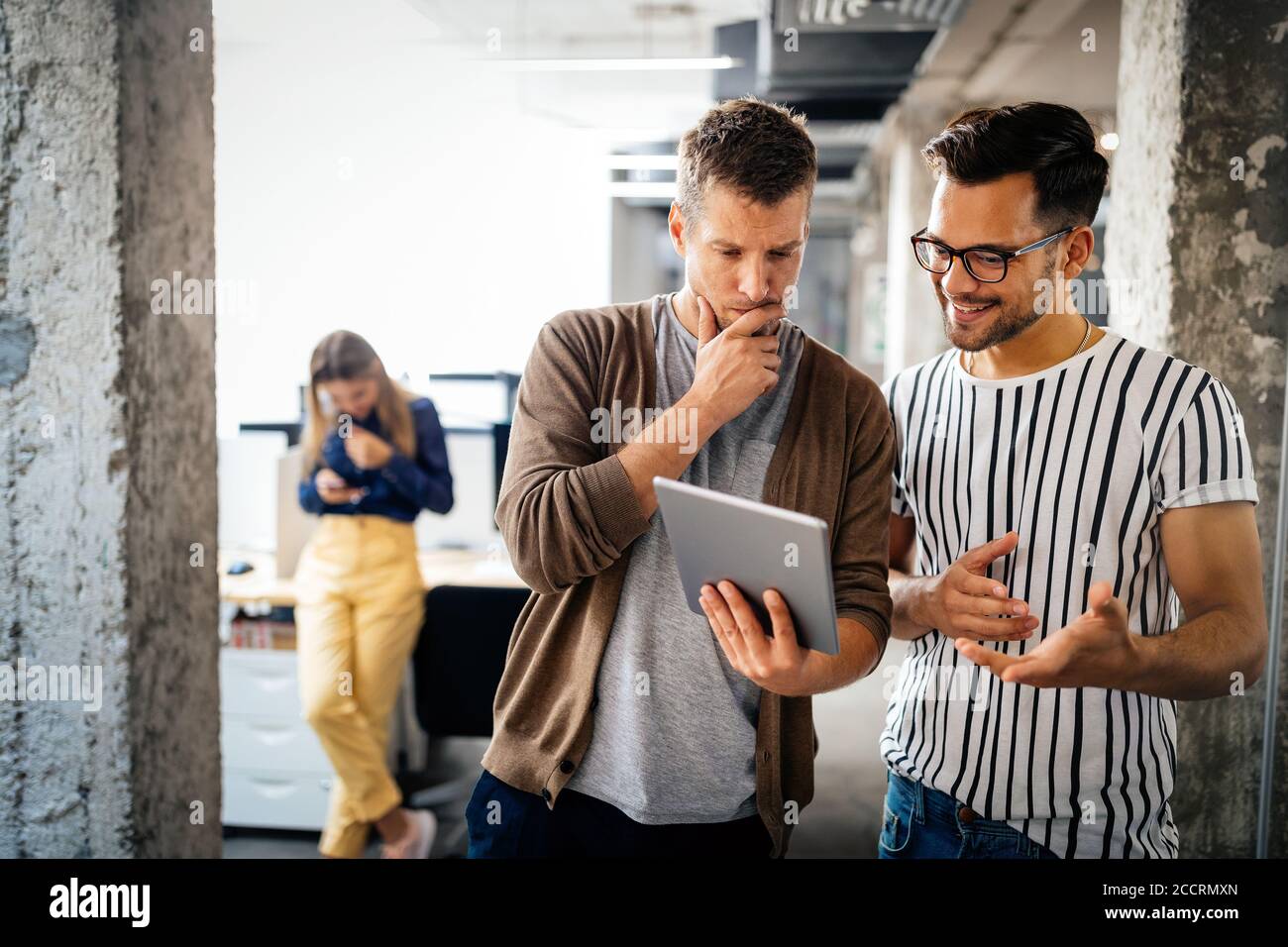 Group of business people and software developers working as a team in ...