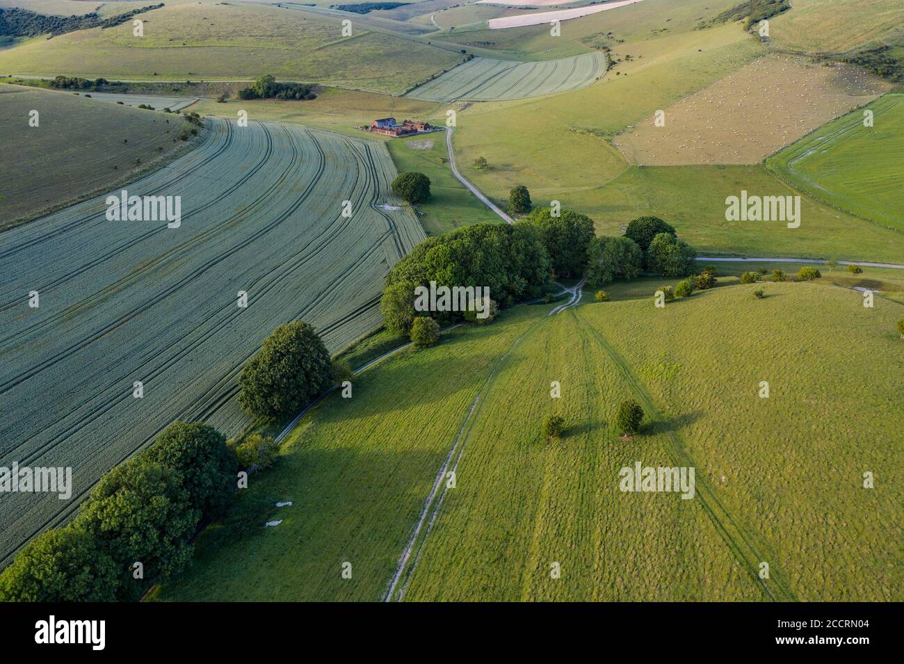 Beautiful drone landscape image of English countryside during late ...