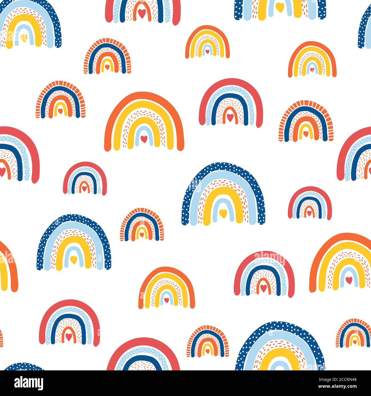 Kids rainbow pattern. Seamless repeating hand drawn vector background ...