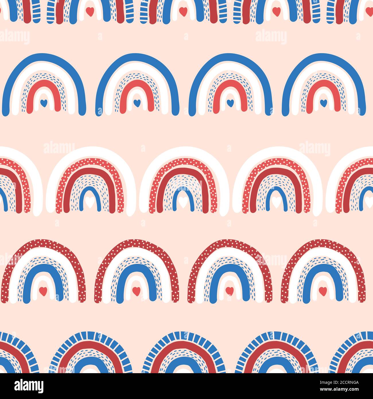 Childish rainbow background seamless. Repeating hand drawn vector ...