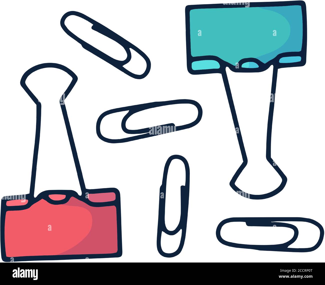 Hand drawn Paper clip doodle icon in cartoon style vector illustration ...