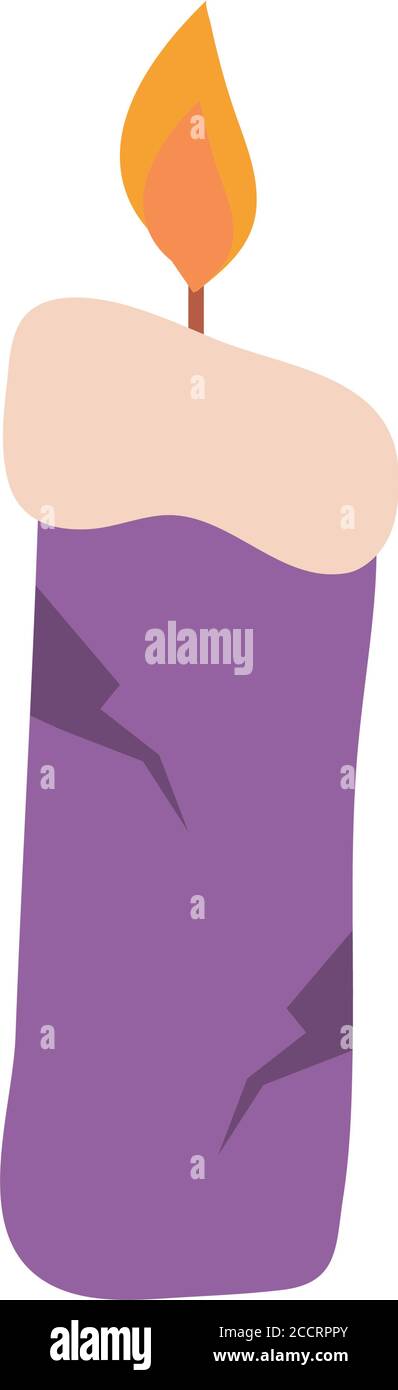 purple burning candle decoration flat icon design vector illustration ...