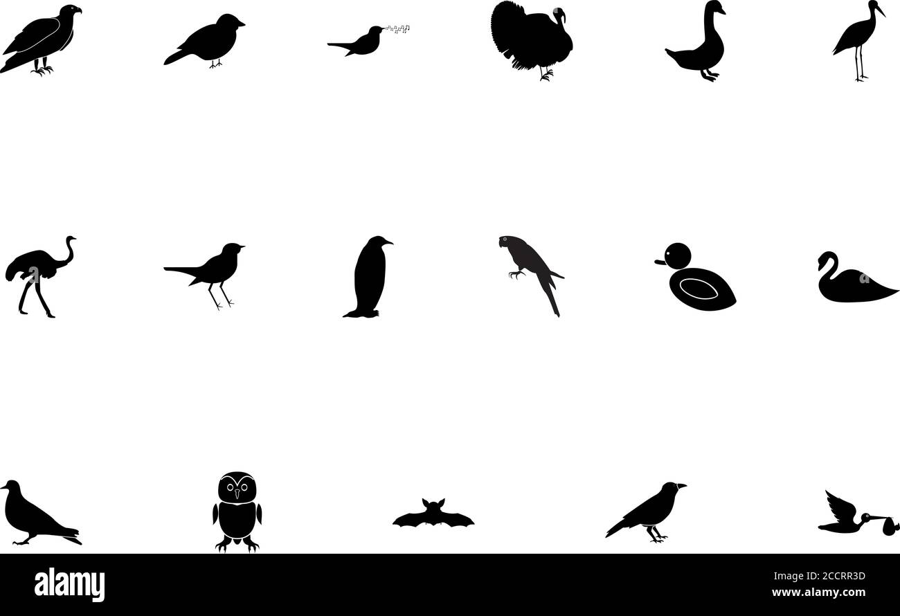 Birds black color set solid style vector illustration Stock Vector ...