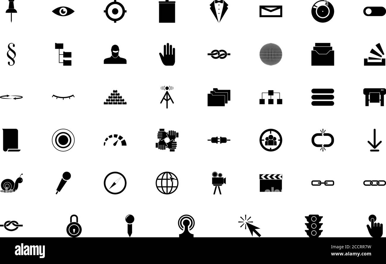 Web objects black color set solid style vector illustration Stock ...