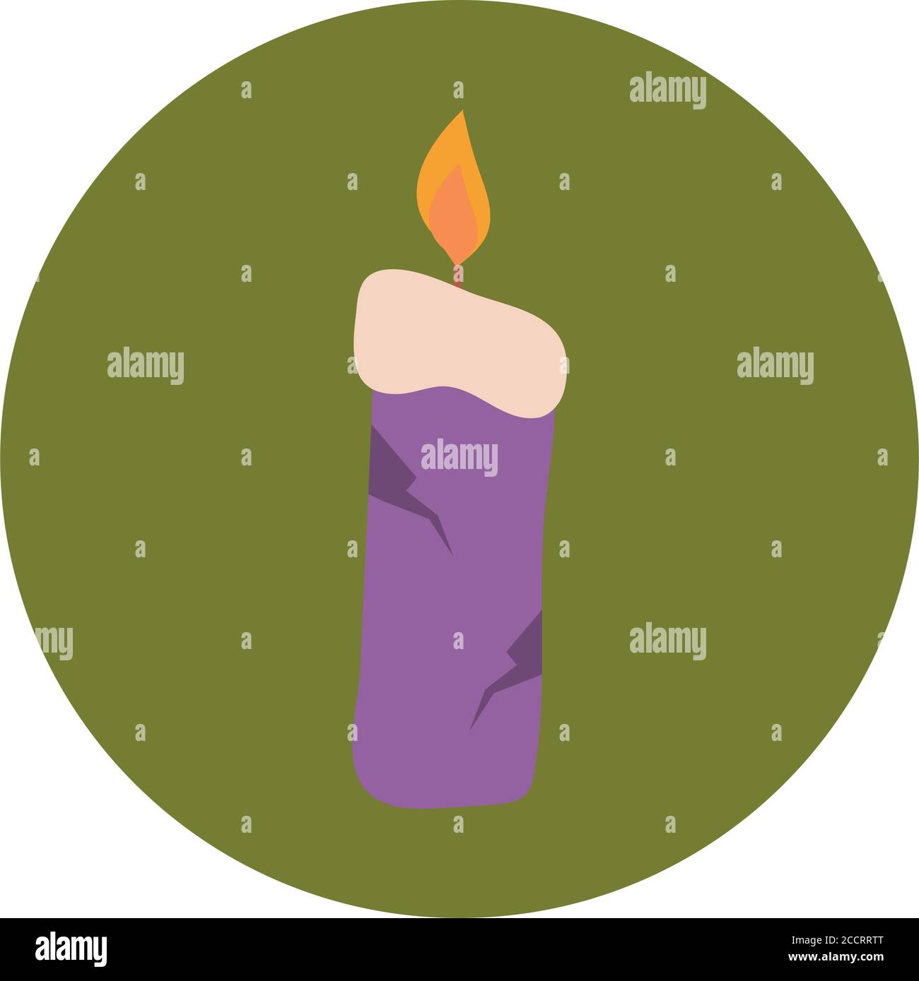 purple burning candle decoration flat and block icon vector ...