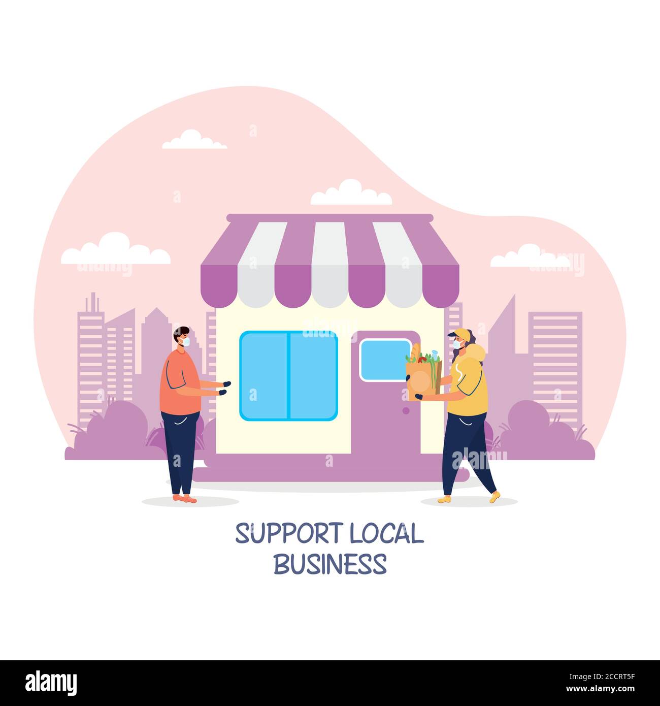 support local business campaign with store building vector illustration ...