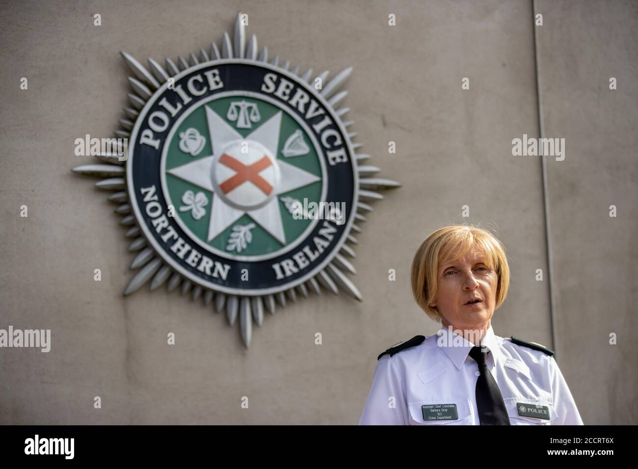 Press conference psni headquarters knock street hi-res stock ...