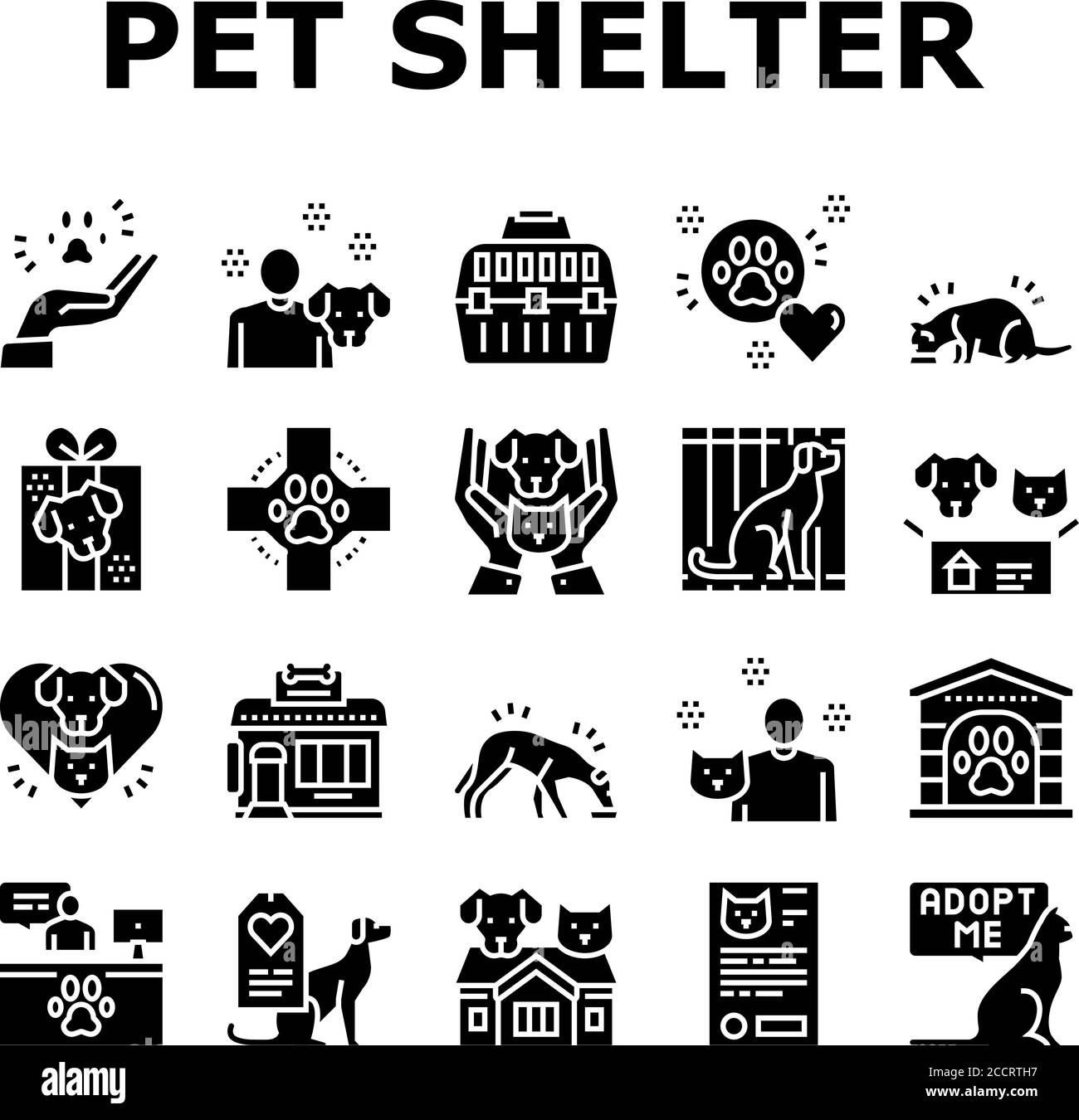 Animal Pet Shelter Collection Icons Set Vector Stock Vector Image & Art ...