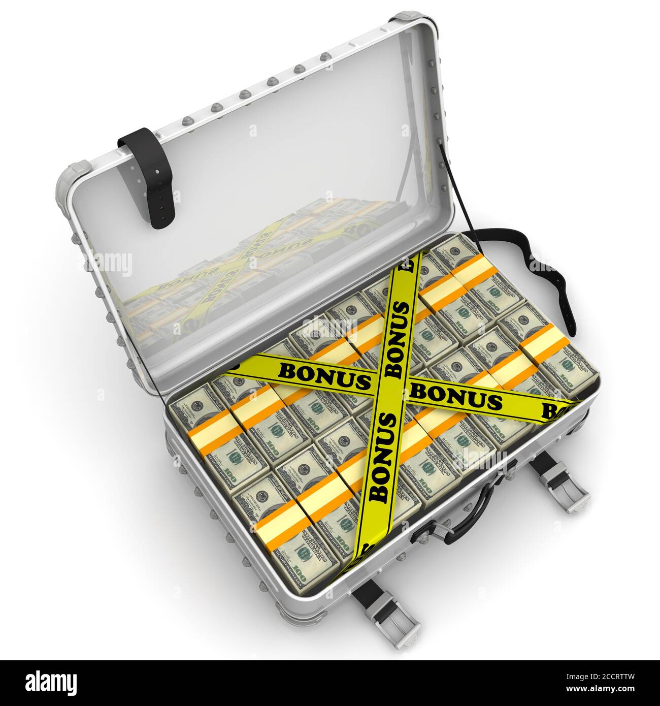 Bonus. Suitcase full of money. One suitcase filled with bundles of the ...