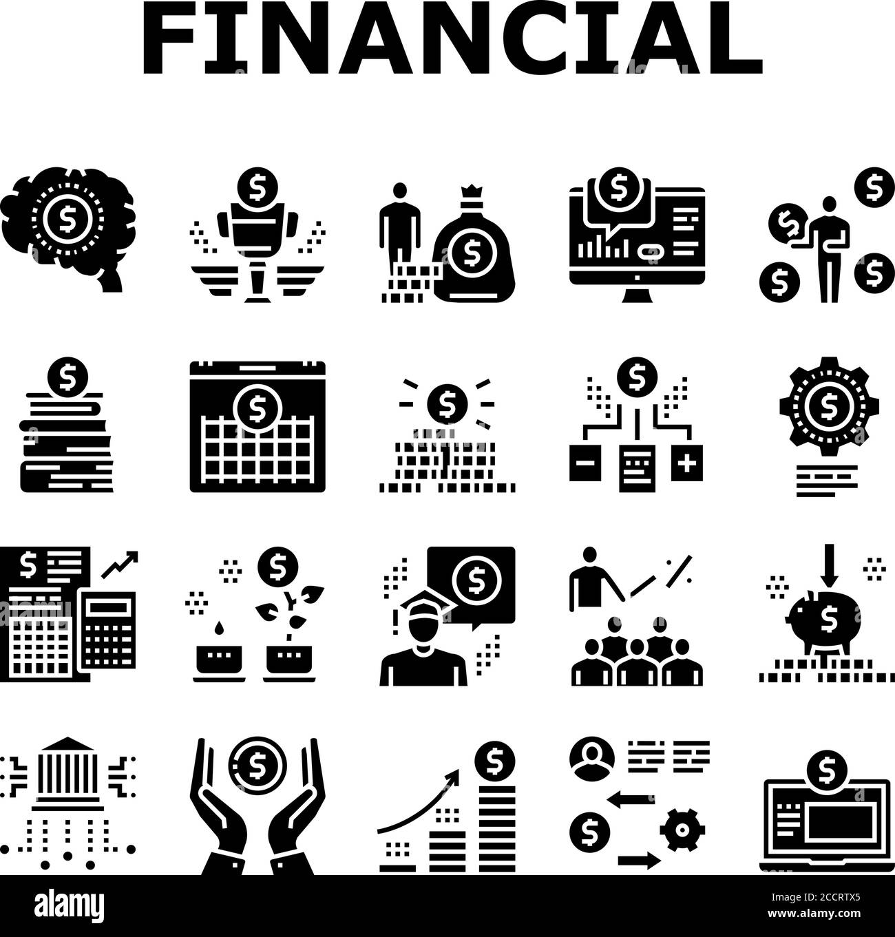 Financial Education Collection Icons Set Vector Stock Vector Image ...