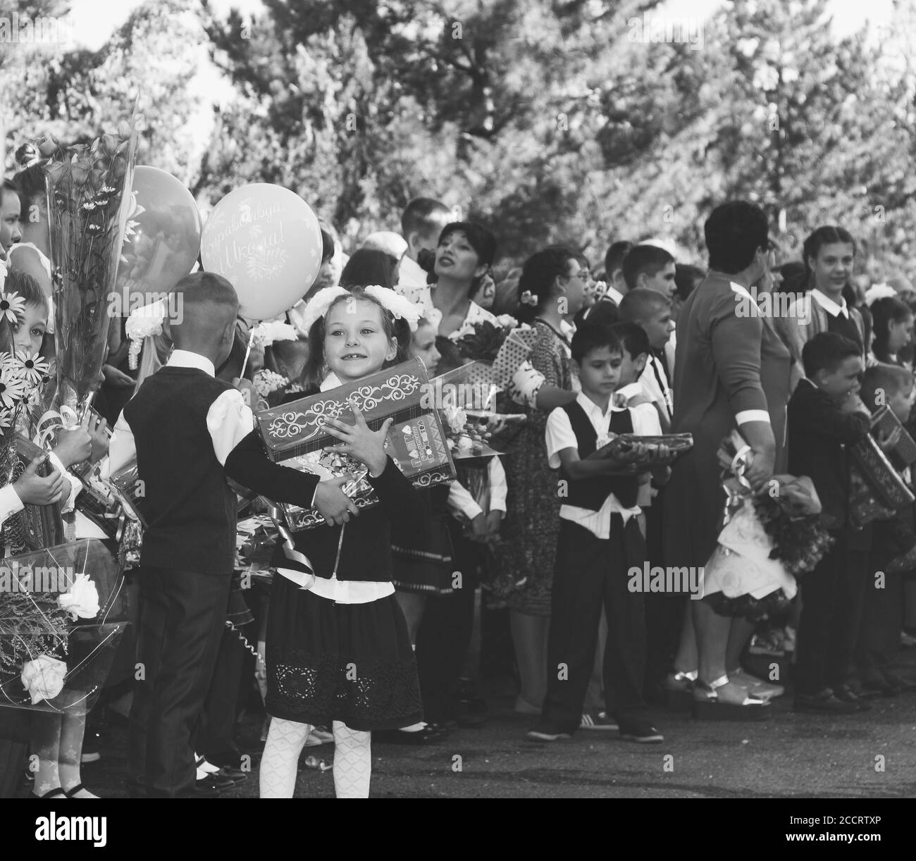 Happy people students celebration Black and White Stock Photos & Images ...