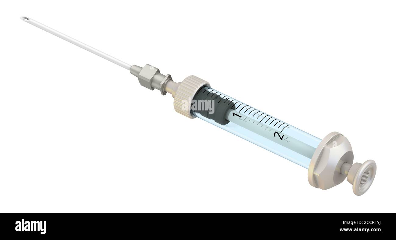 Syringe Medical reusable. One medical glass syringe reusable. Isolated ...