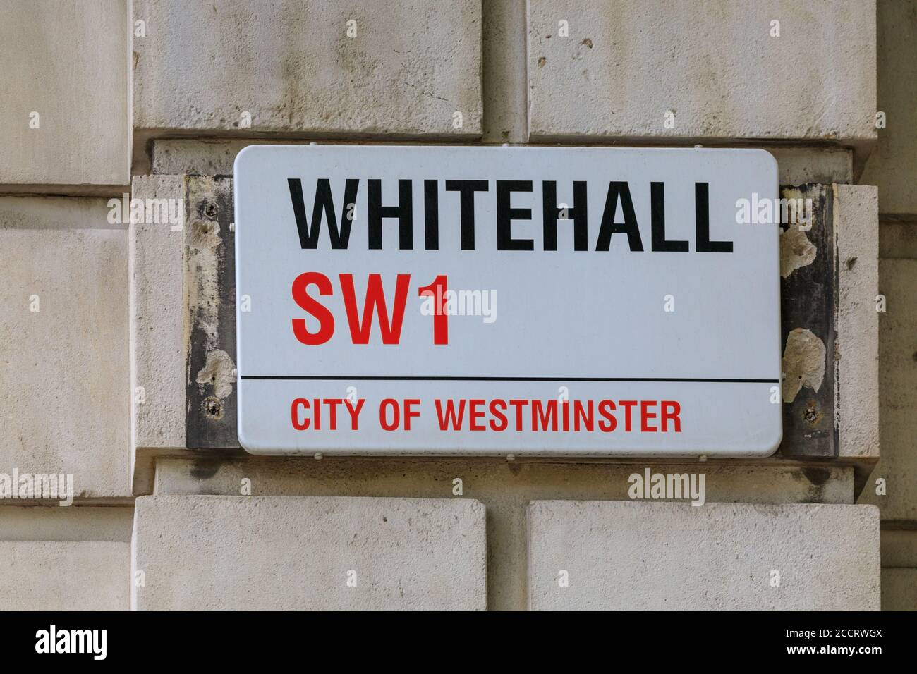 Whitehall SW1, City of Westminster, road sign, London, England Stock ...