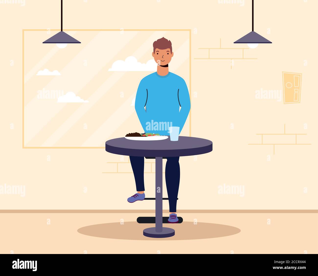 Man sitting alone eating Stock Vector Images - Alamy