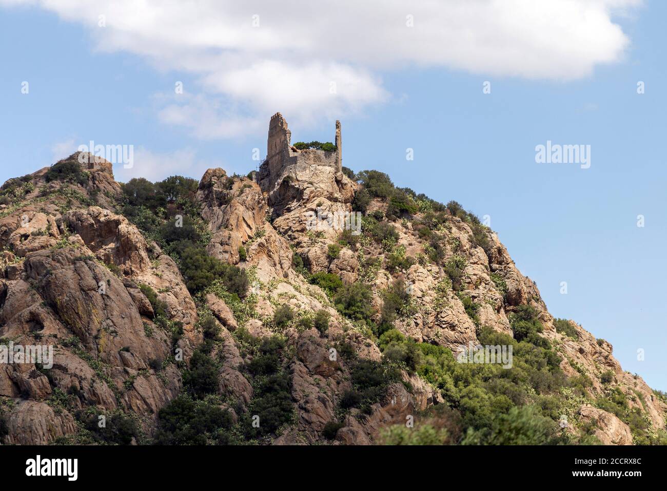 View of Castle of Acquafredda a medieval castle in Siliqua, province of ...