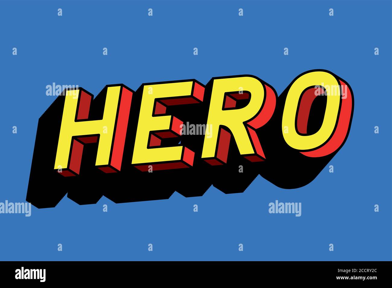 hero lettering on blue background design, typography retro and comic ...