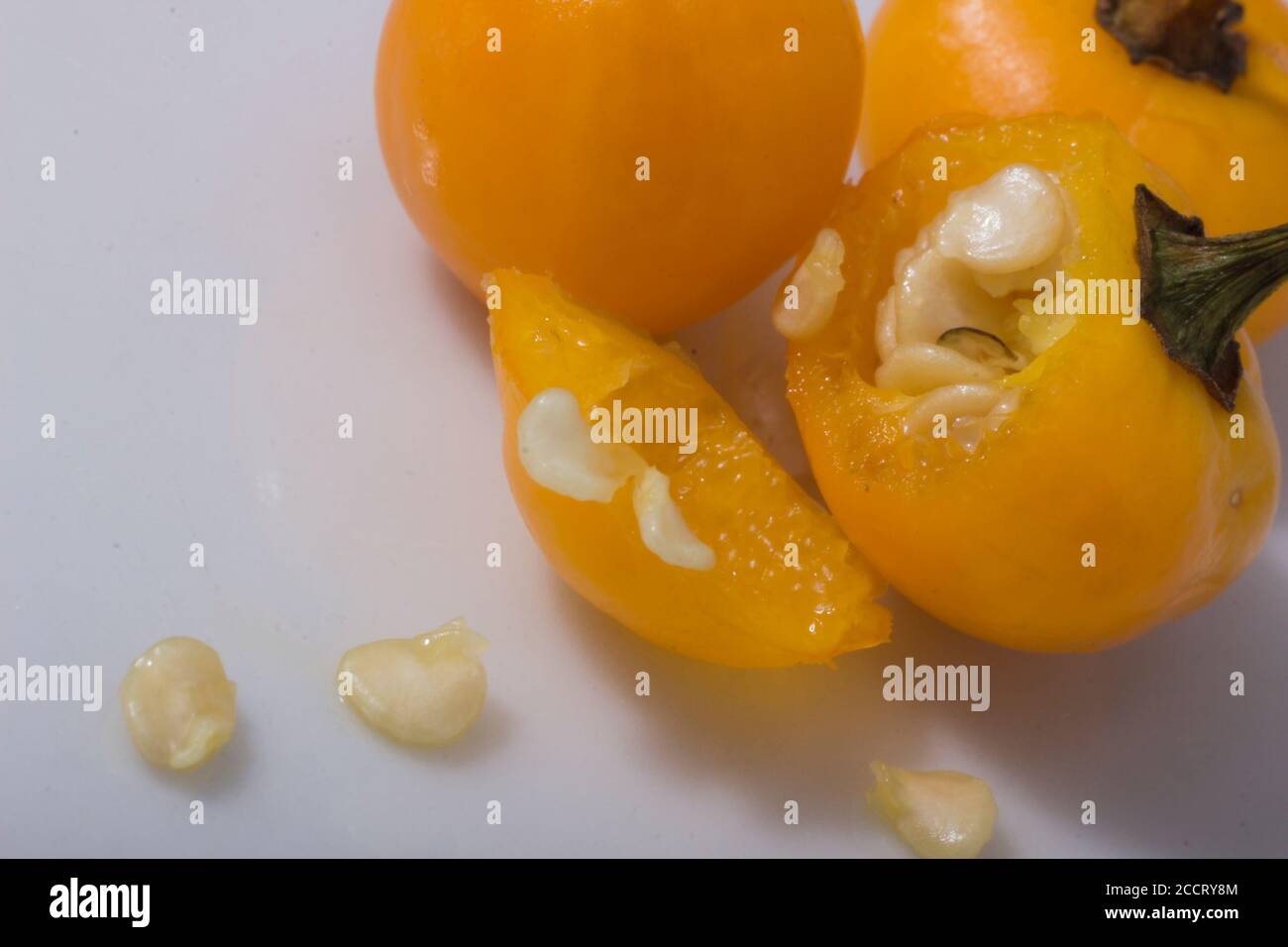 Macro of a Charapita chili - cherry chili. Detail of cherry chili Stock ...