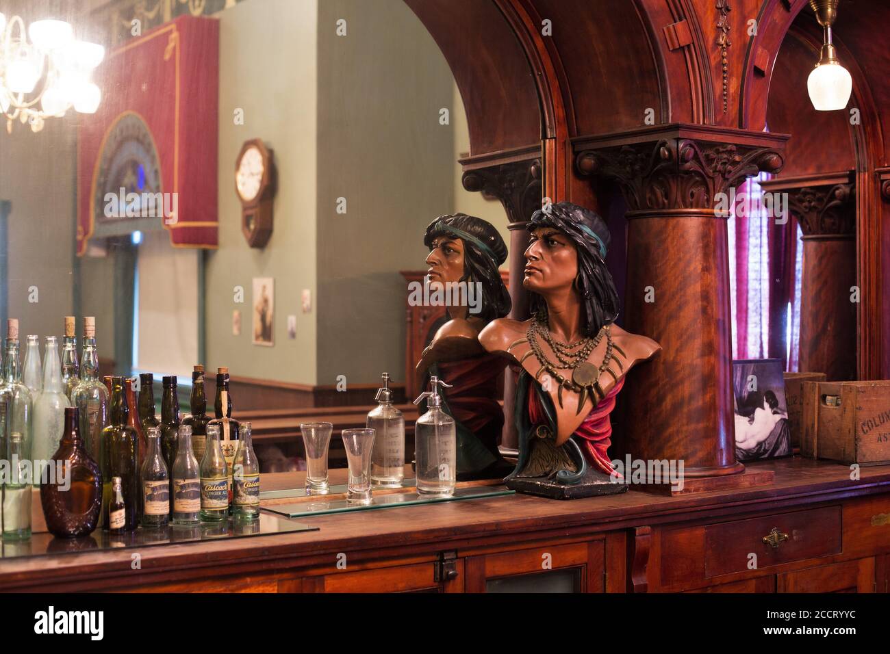 The bust of a Native American man on a bar in the Heritage Museum in ...