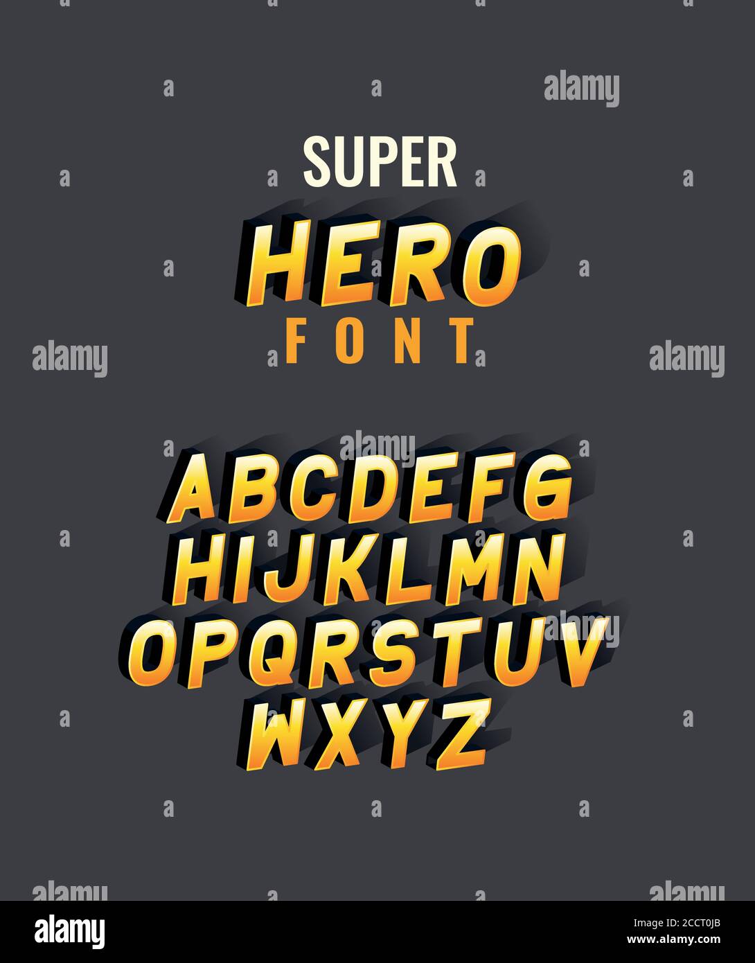 super hero font lettering with alphabet on gray background design ...