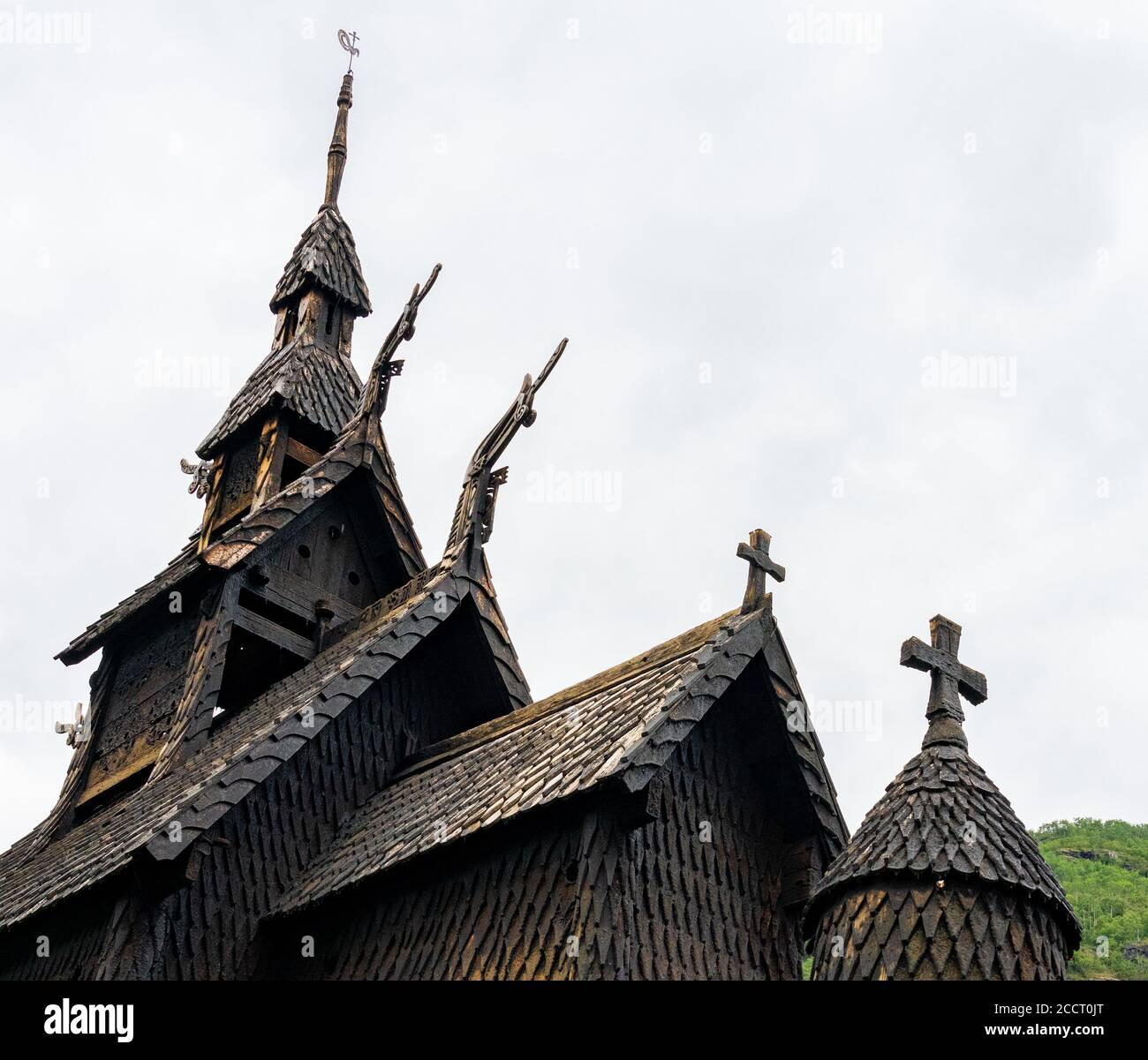 Fantastical roof structure of Borgund stave church at the head of ...