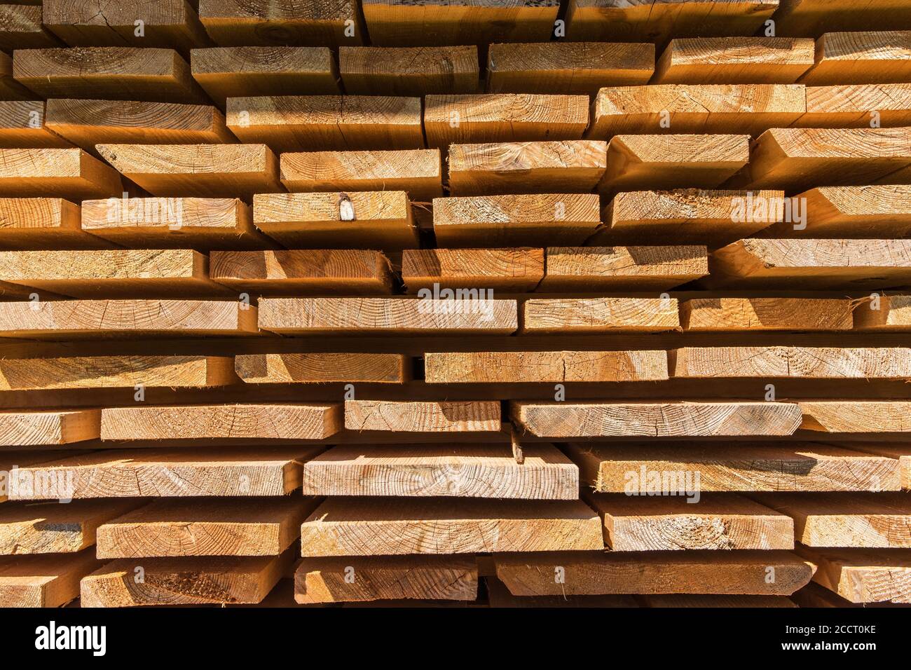 Detail wooden planks. Air-drying timber stack. Wood air drying ...