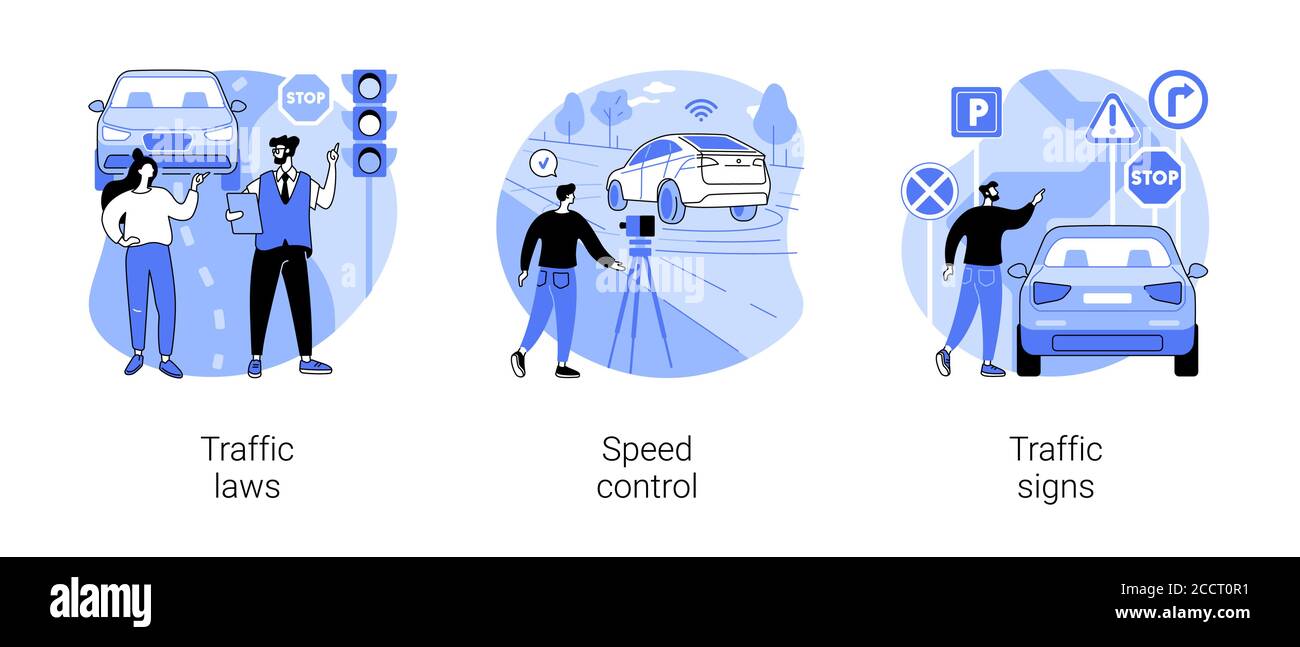 Vehicle movement regulation abstract concept vector illustrations Stock ...
