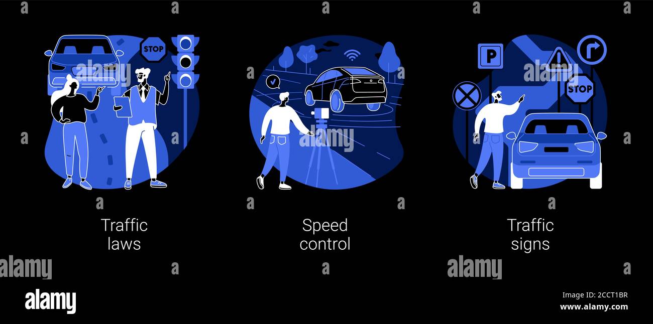 Vehicle movement regulation abstract concept vector illustrations Stock ...