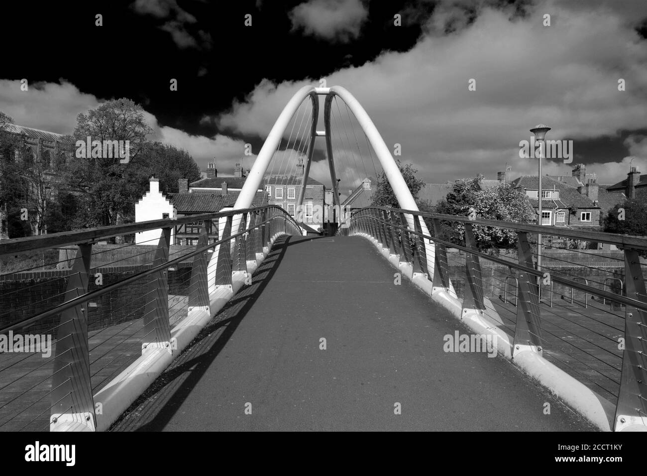 View of St Botolphs Bridge, river Witham, Boston town, Lincolnshire ...