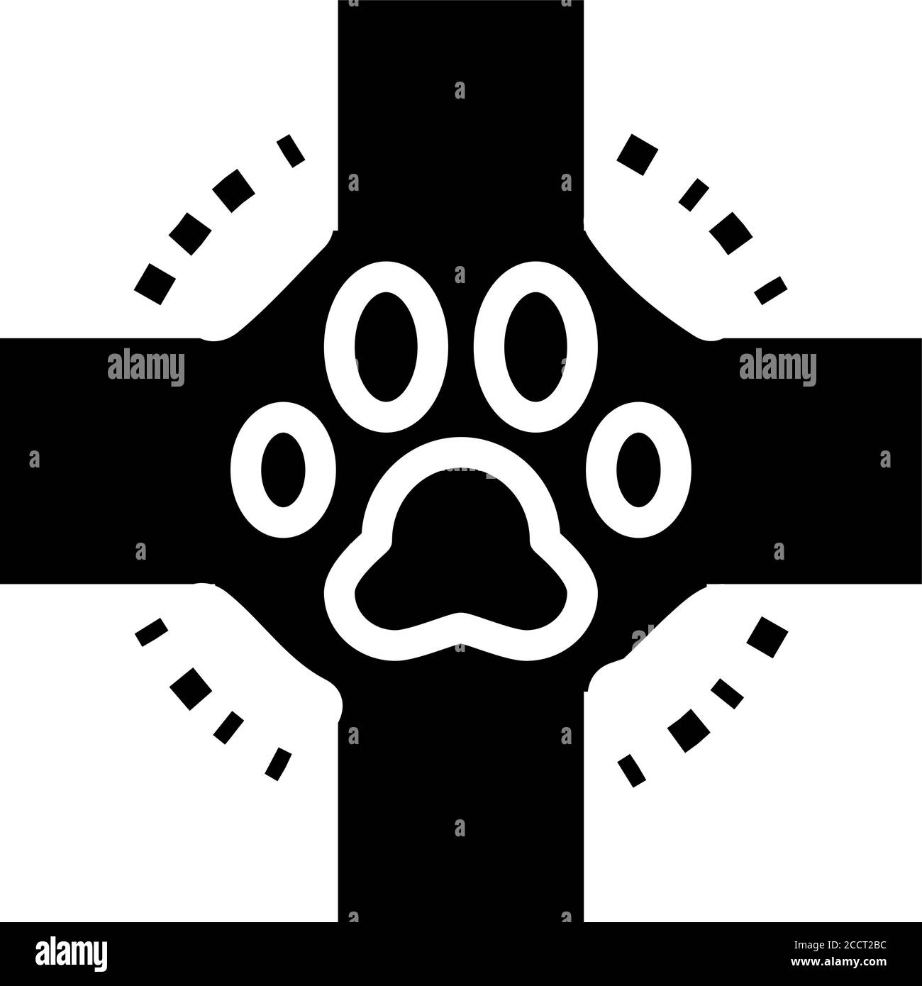 medical cross pet paw glyph icon vector illustration Stock Vector Image ...