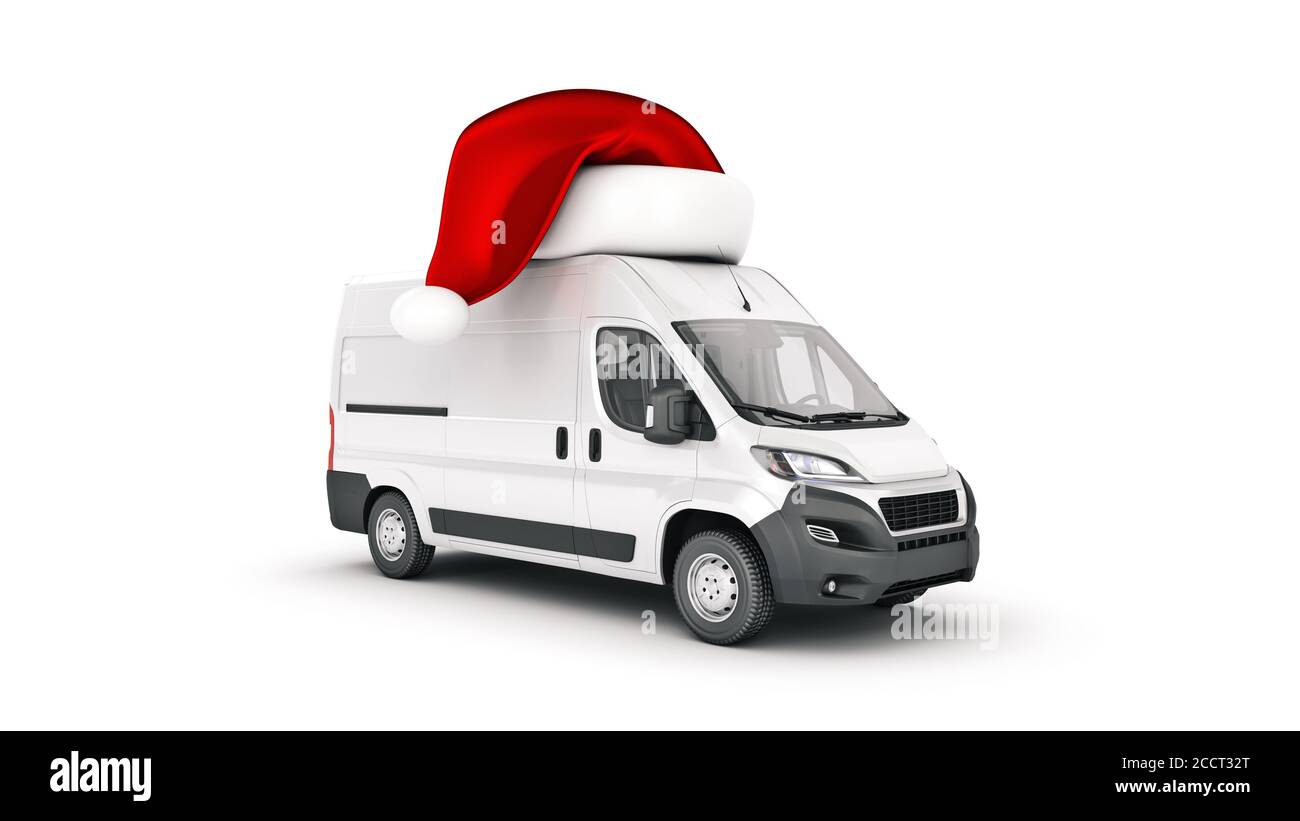Christmas delivery van. 3d rendering Stock Photo - Alamy