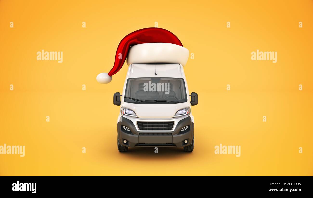 Christmas delivery van. 3d rendering Stock Photo - Alamy