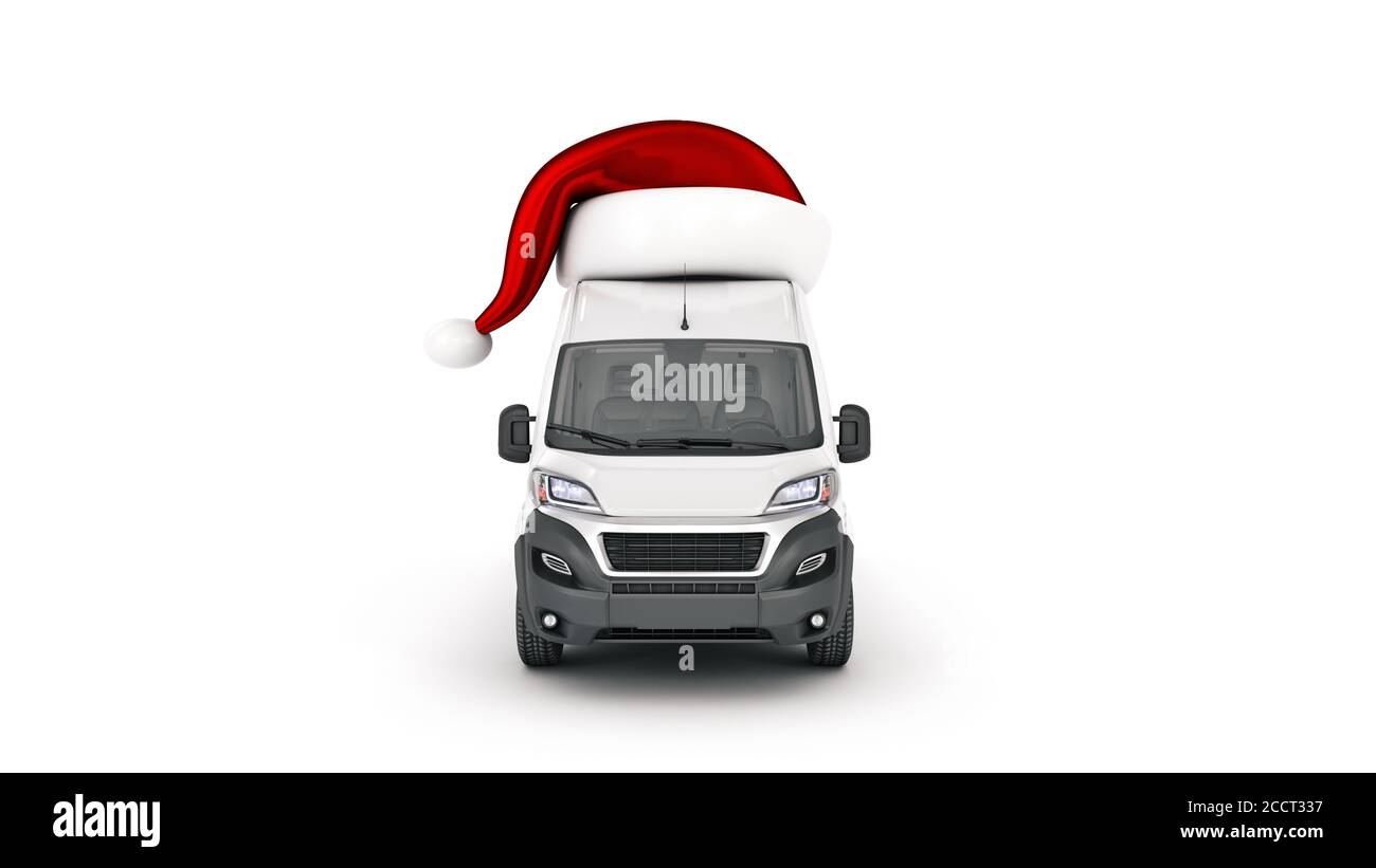 Christmas delivery van. 3d rendering Stock Photo - Alamy