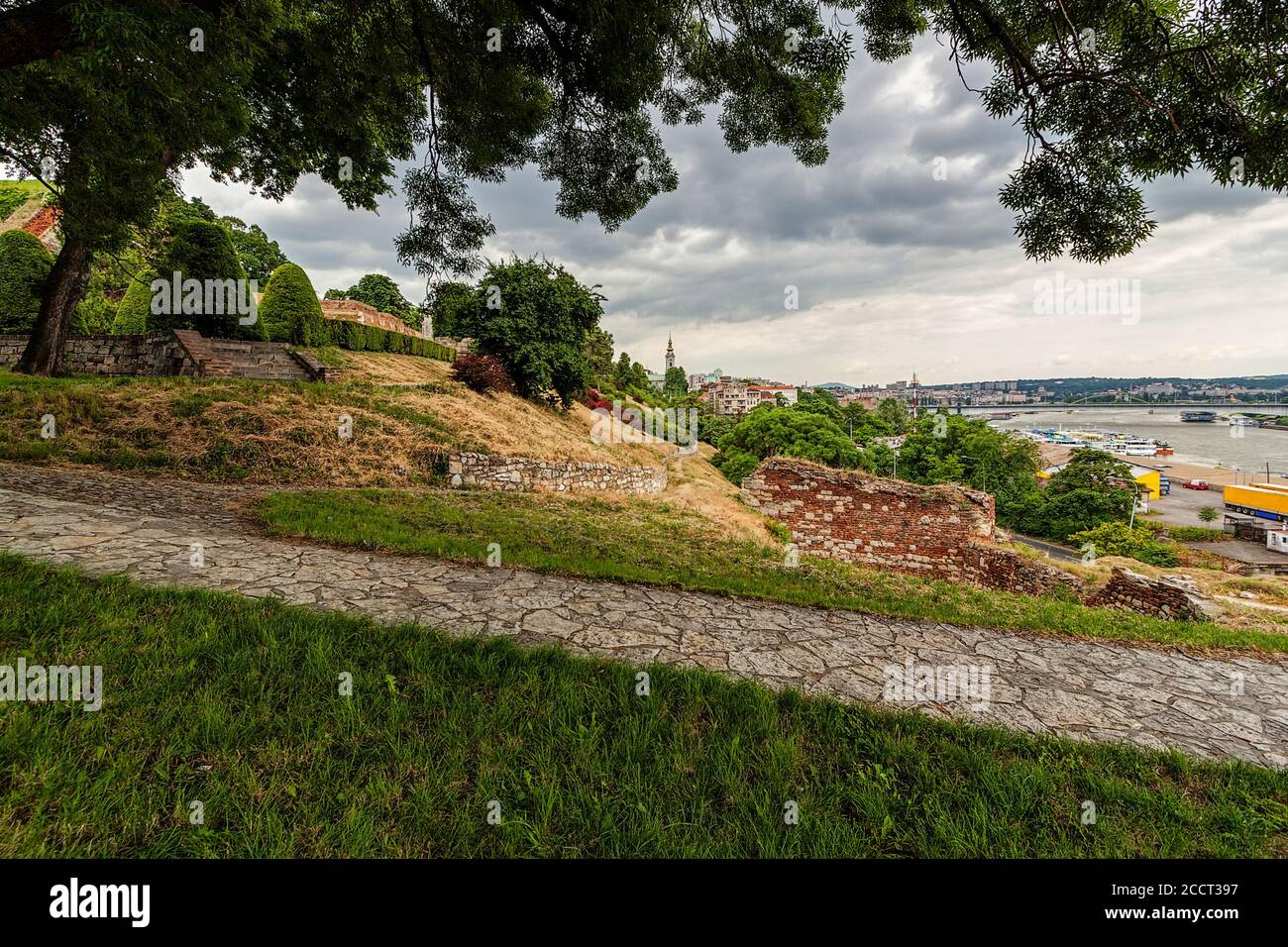 A view from the Belgrade fortress on the part of the city and the river ...