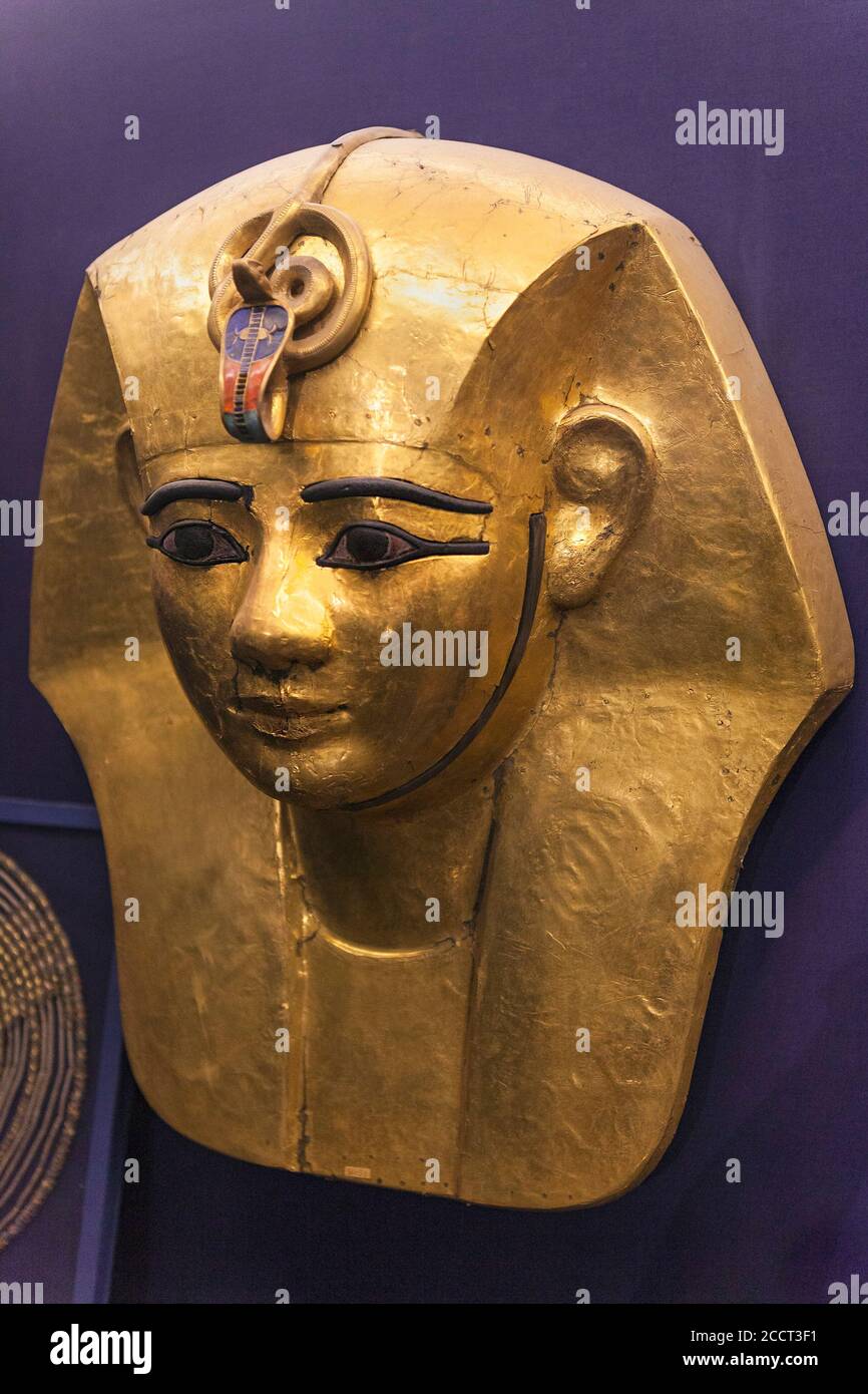 Gold funerary mask of Amenemope, Museum of Egyptian Antiquities, Cairo ...
