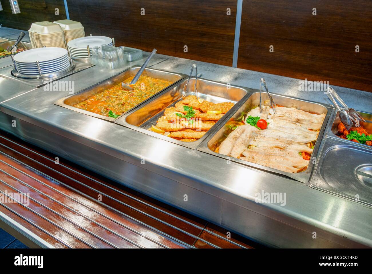 ready meals in a warm showcase Stock Photo - Alamy