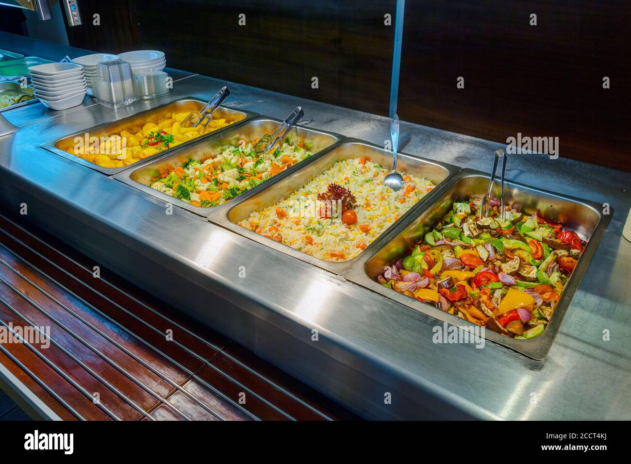 ready meals in a warm showcase Stock Photo - Alamy