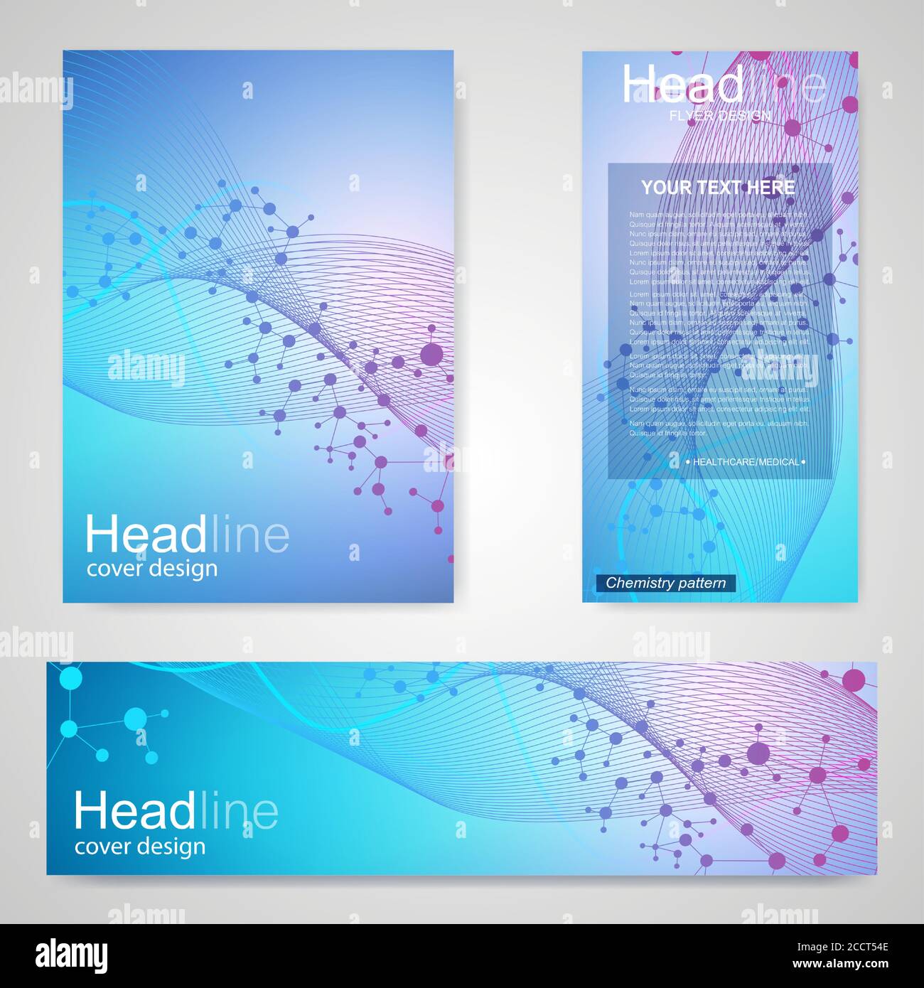 Set flyer, brochure size A4 template,banner. Molecular structure with ...