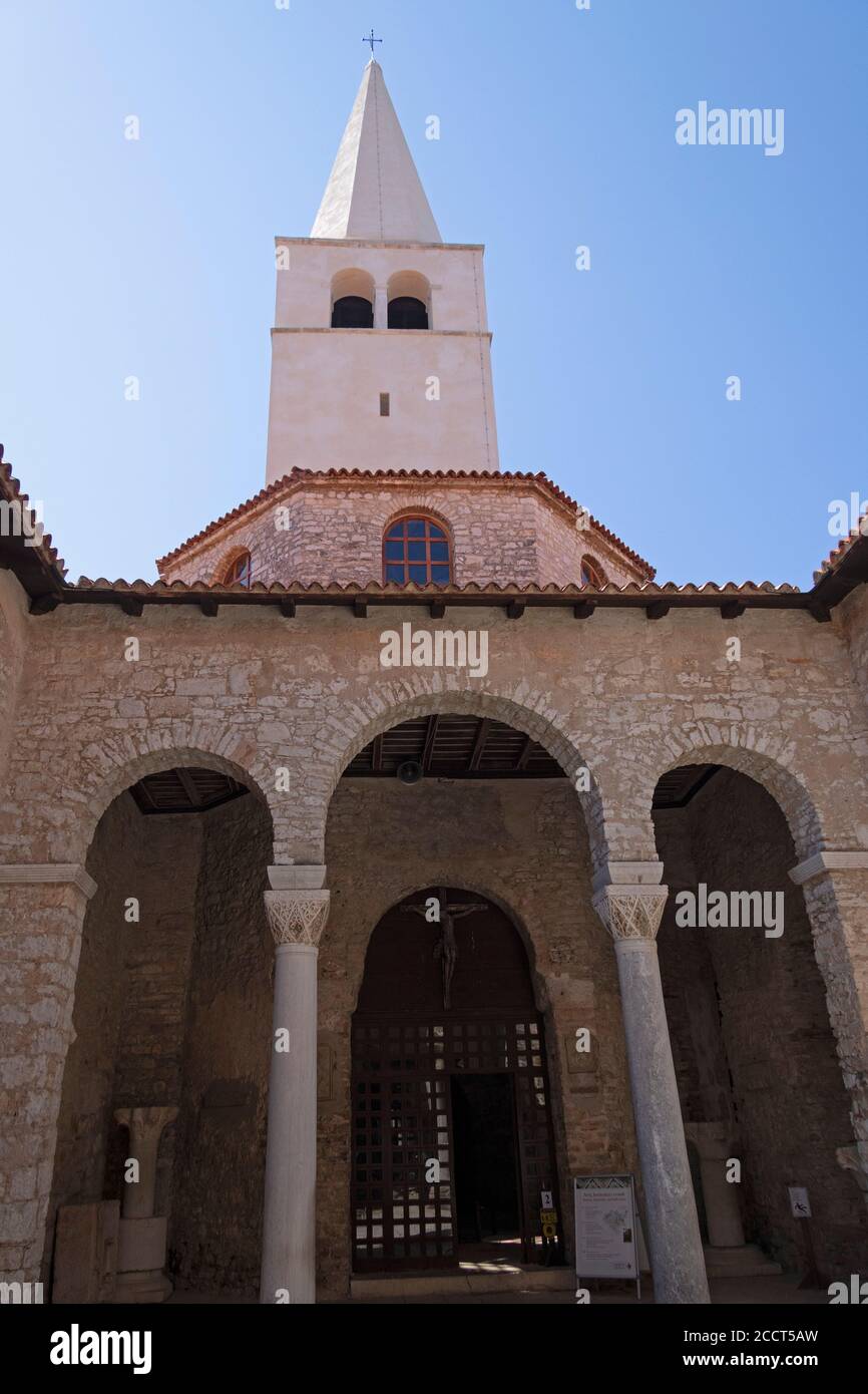 atrium and belfry of Euphrasian Basilica, UNESCO world heritage, Porec ...