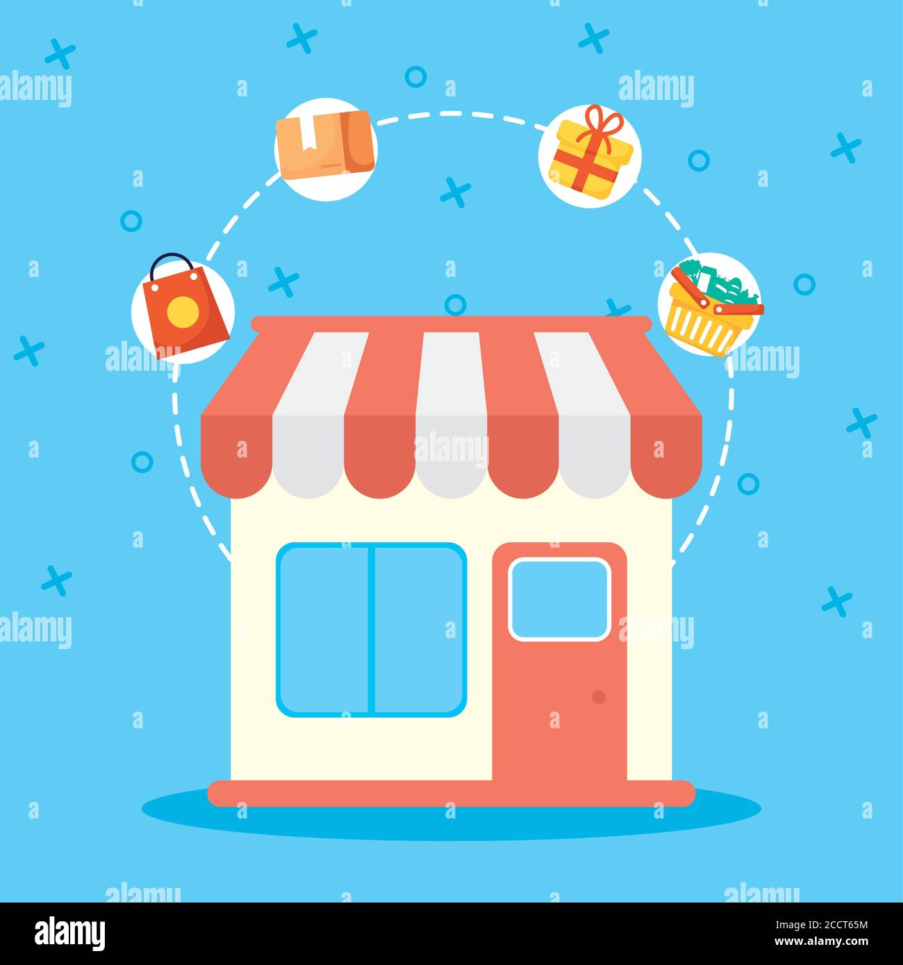 support local business campaign with store building vector illustration ...