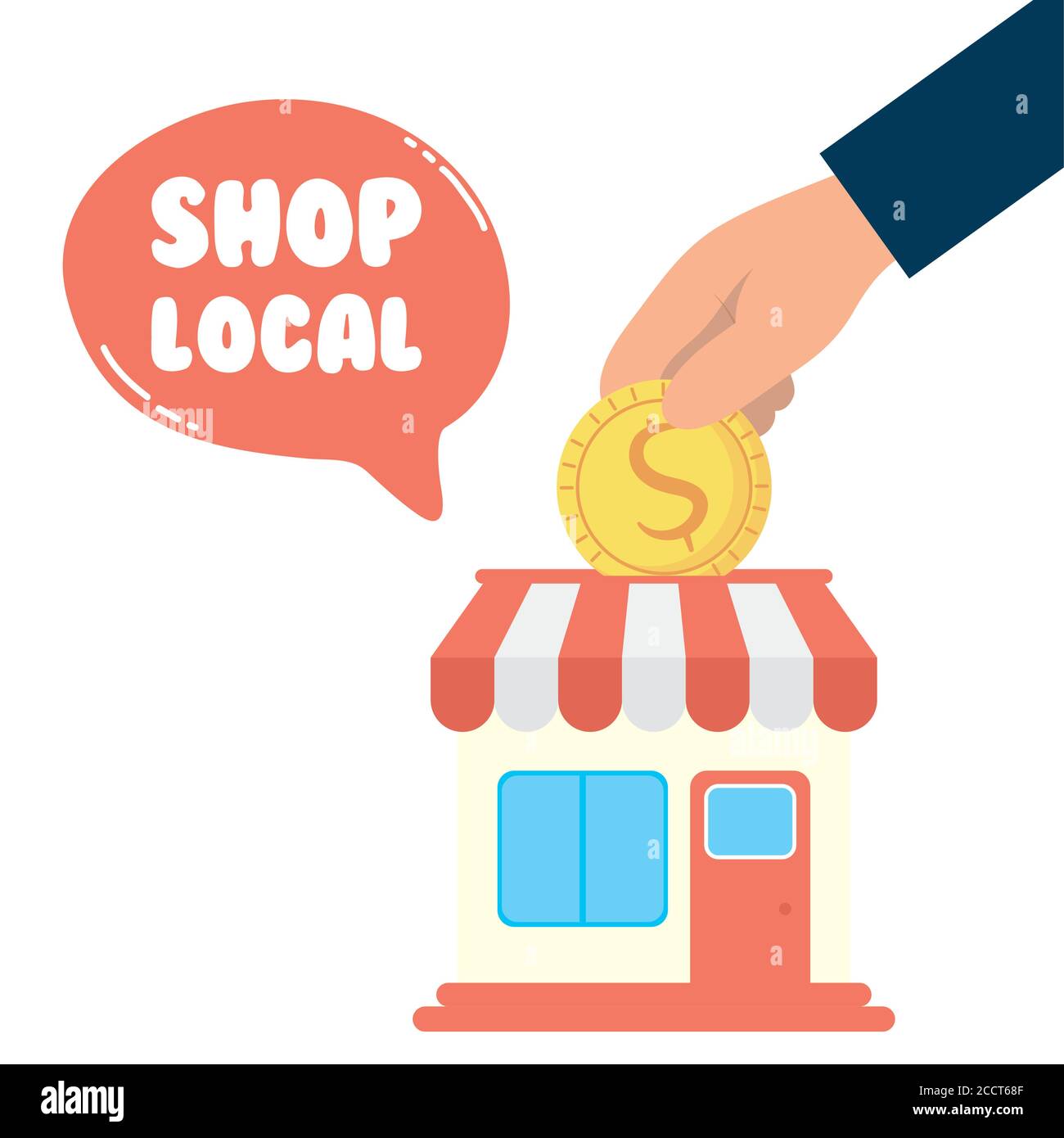 support local business campaign with store building vector illustration ...