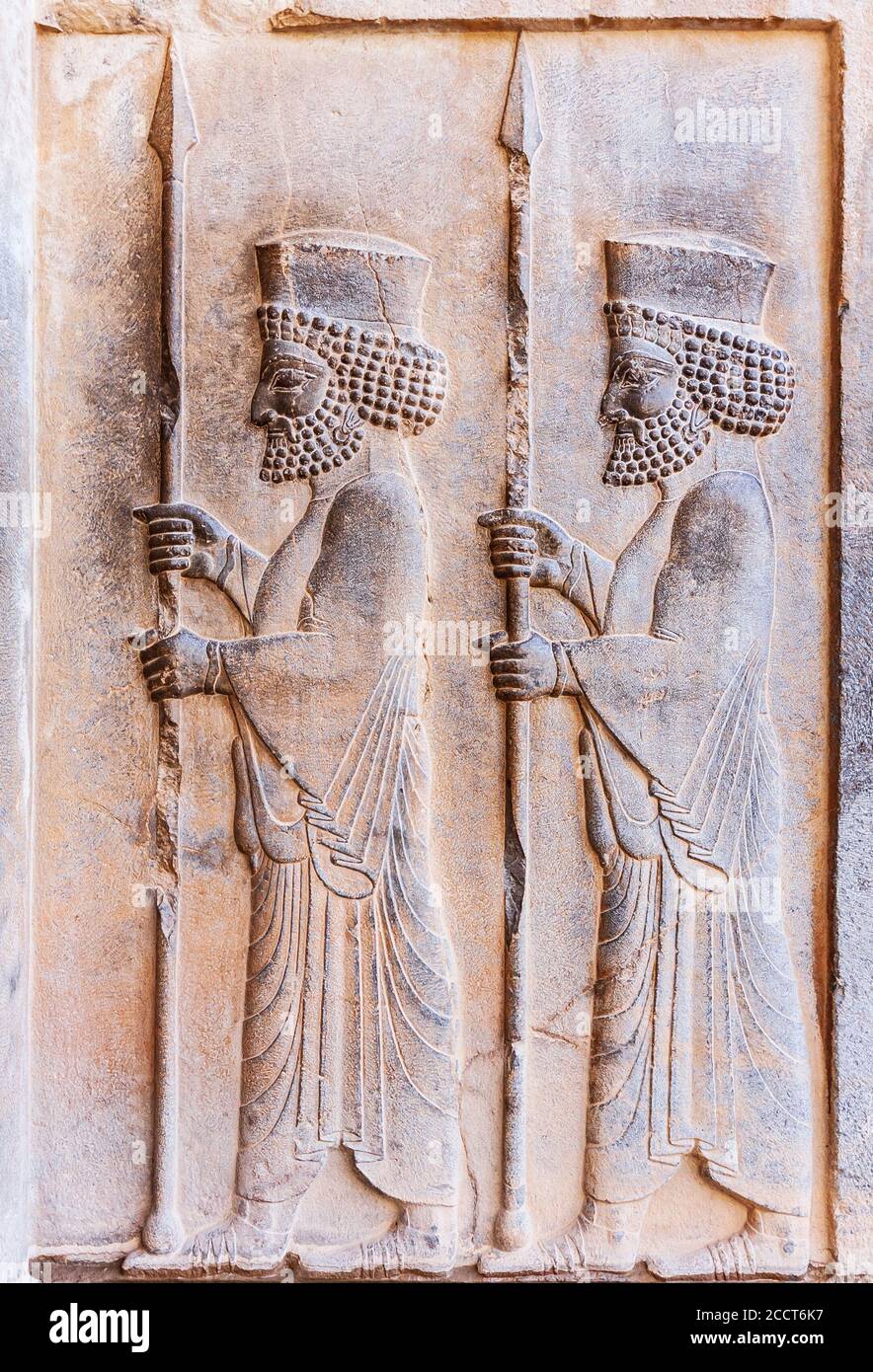 Achaemenid Persian Soldiers on the wall, Persepolis , Iran Stock Photo ...