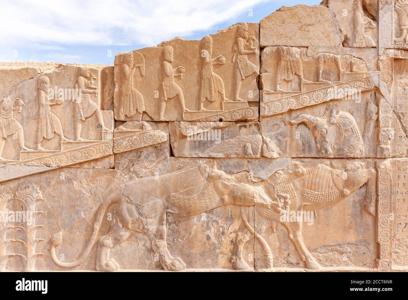 Achaemenid Persian Soldiers on the wall, Persepolis , Iran Stock Photo ...