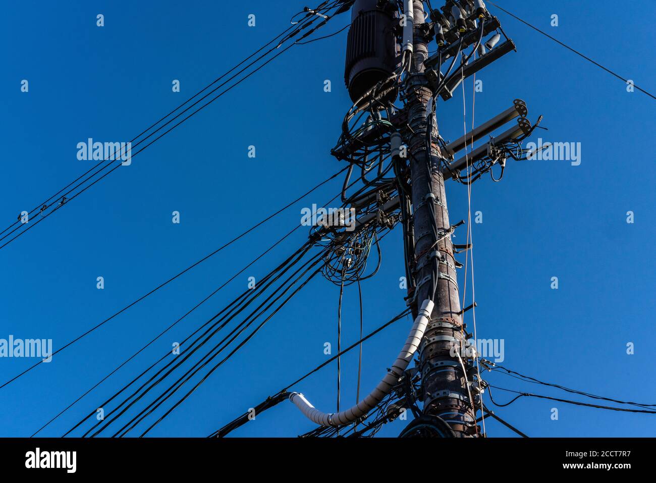 Japan, Arashiyama, october 9 2019 electric poles in japanese streets ...